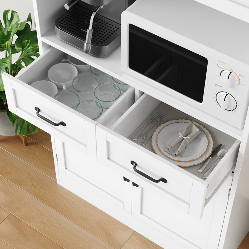 Ebern Designs Kalauni 71" Kitchen Pantry Storage Cabinets with 2 Drawers & Reviews | Wayfair